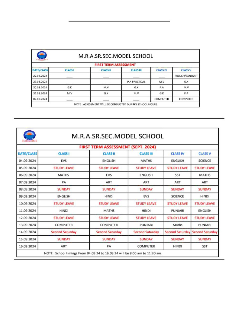 Class 2 Syllabus and Date Sheet | PDF