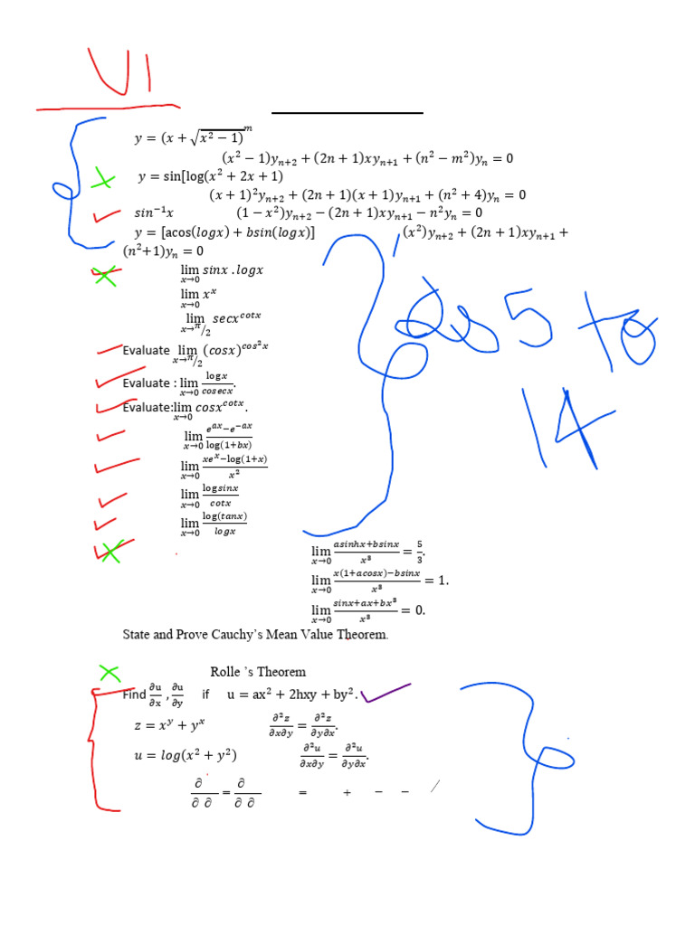Advanced Calculus and Differential Equations Practice | PDF | Complex ...