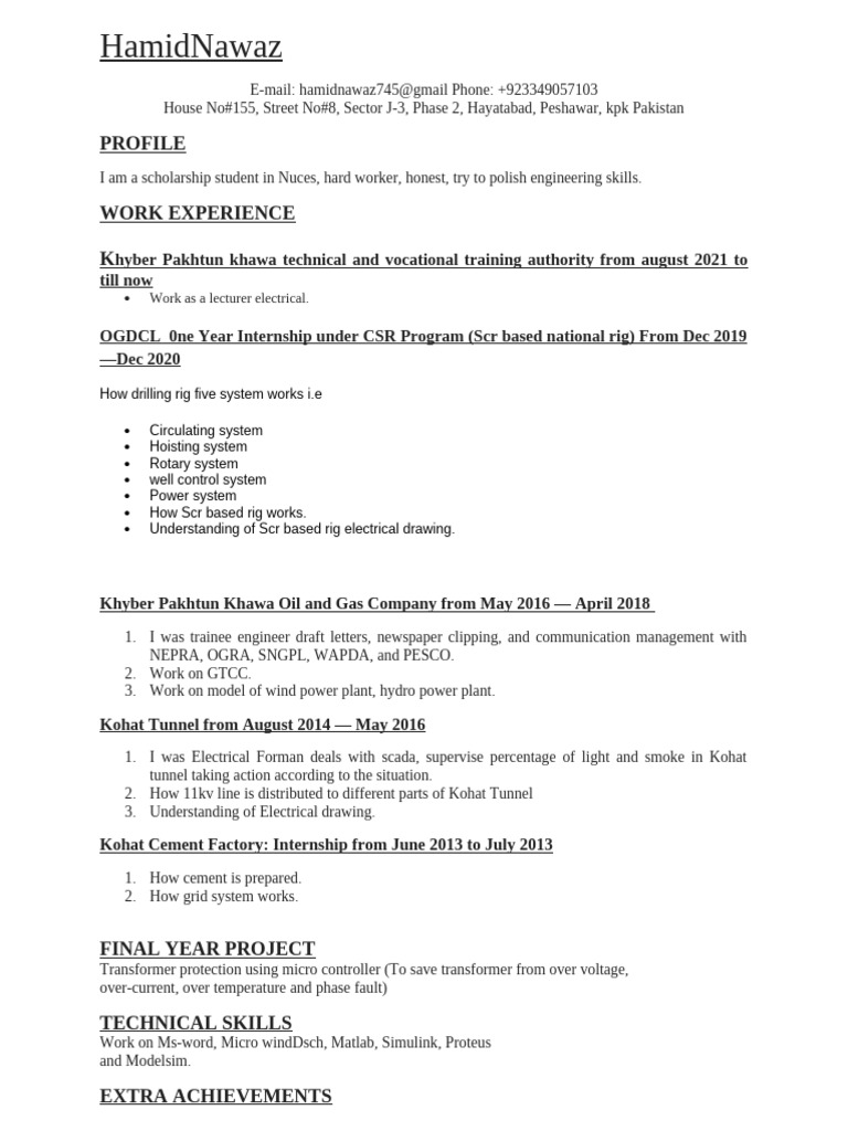 Hamid Nawaz updated cv | PDF