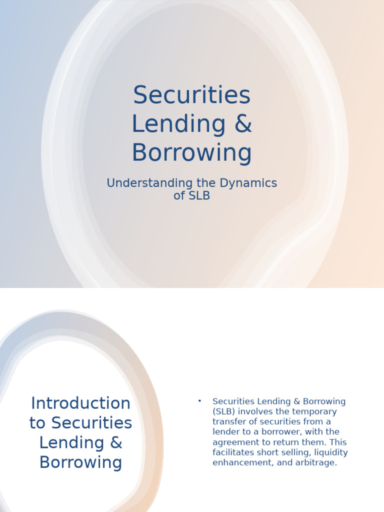 Securities Lending and Borrowing With Diagrams NEW | PDF
