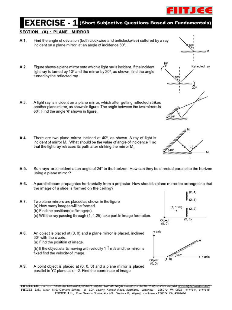 Plane and Spherical Mirror Problems | PDF | Optics | Atomic