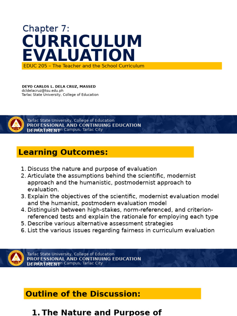 Chapter 7 Curriculum Evaluation 1 | PDF | Evaluation | Educational Assessment