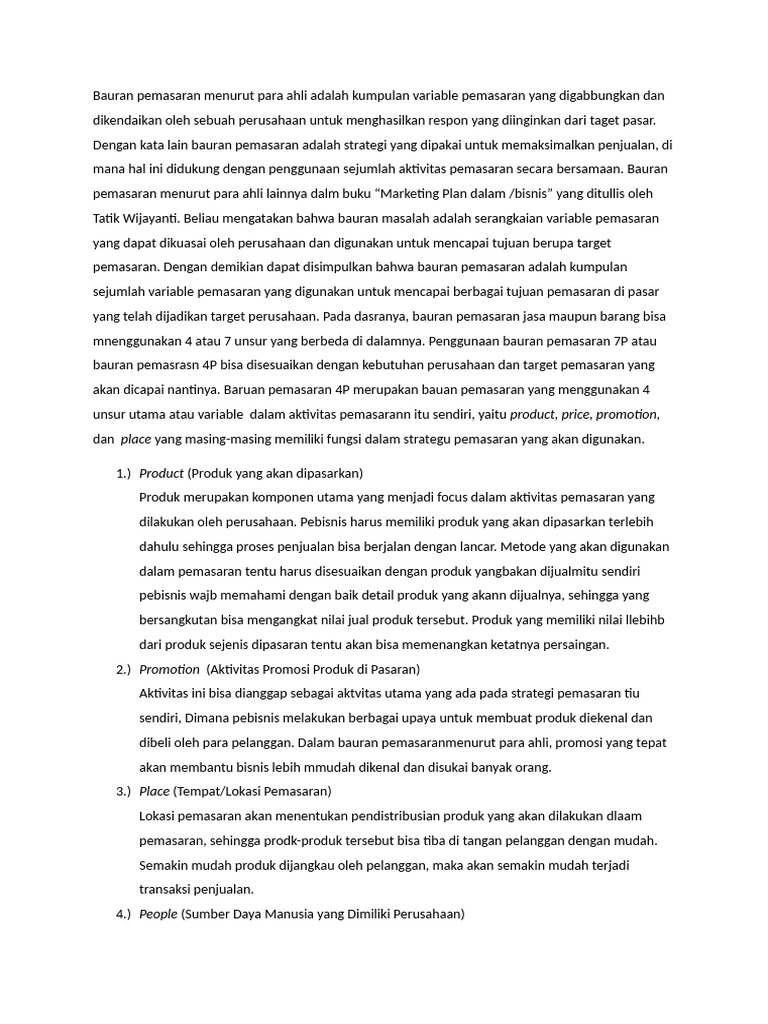 Strategi Bauran Pemasaran 7P dan 4P | PDF