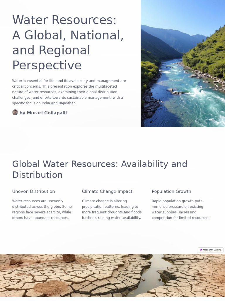 Water Resources A Global National and Regional Perspective | PDF ...