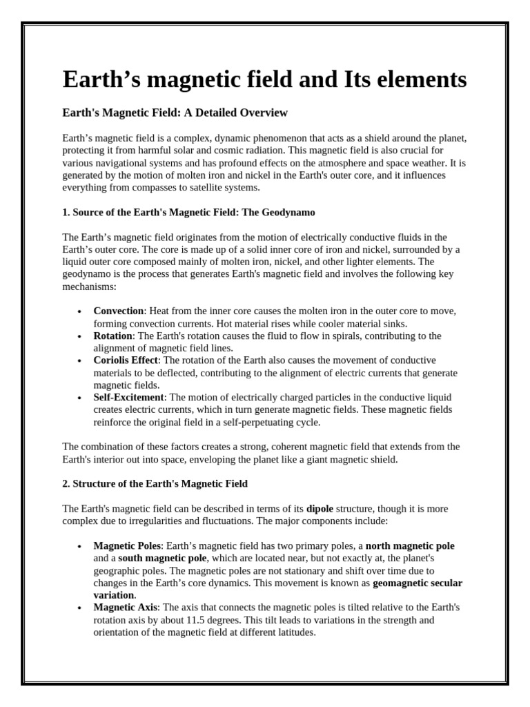 Earth Magnetic Feild ND Its Elements | PDF | Earth's Magnetic Field ...