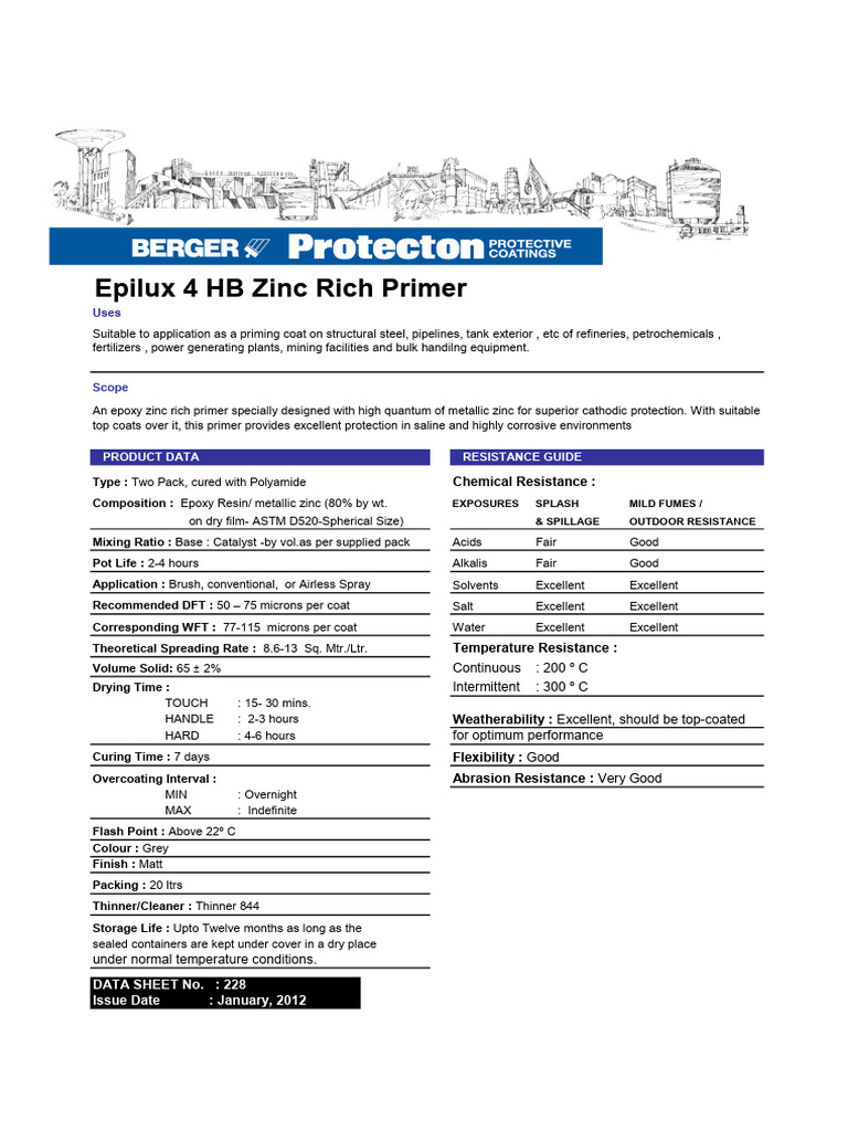 Epilux 4 HB Zinc Rich Primer | PDF | Epoxy | Corrosion
