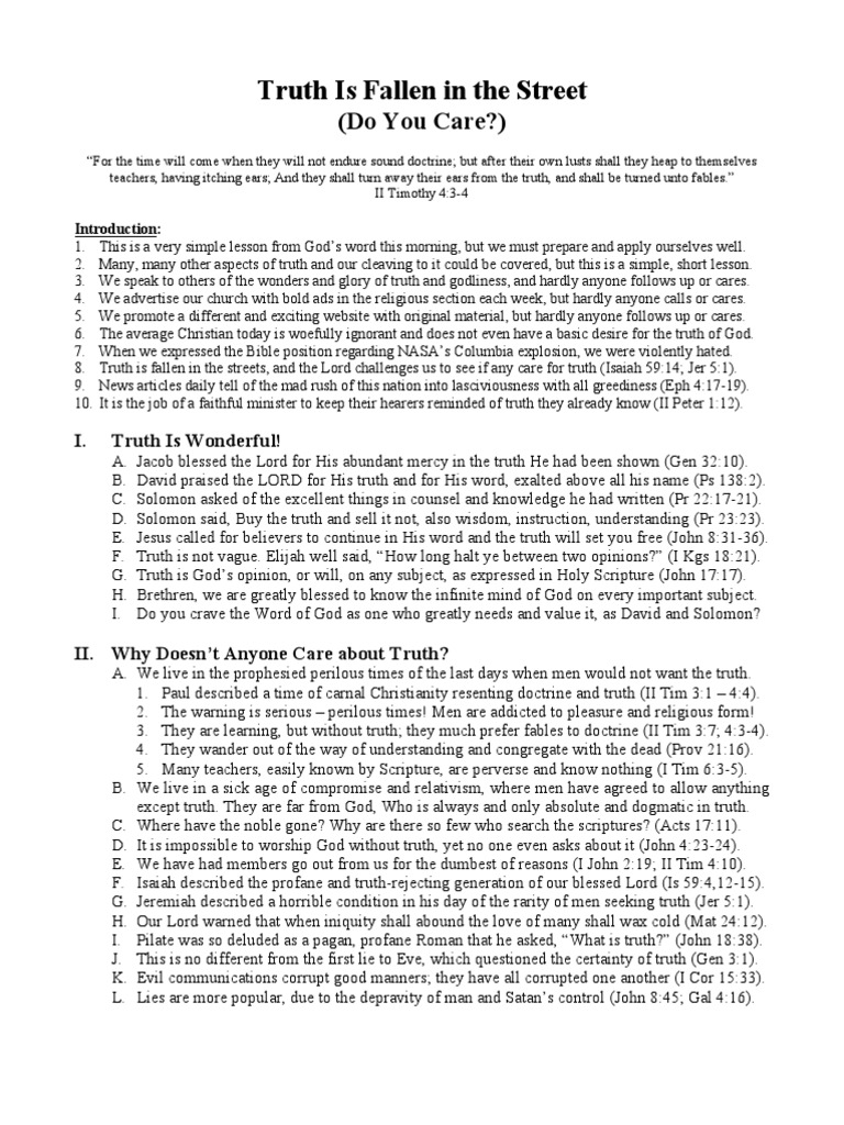 Truth Is Fallen in The Streets | PDF | Jesus | Truth