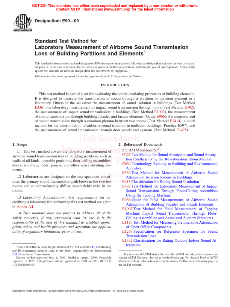 ASTM-E90-09 | PDF | Microphone | Loudspeaker