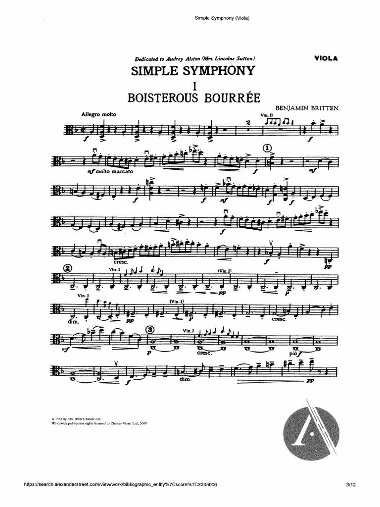 Britten, Benjamin - Simple Symphony, Op 4 Va | PDF | Compositions For ...
