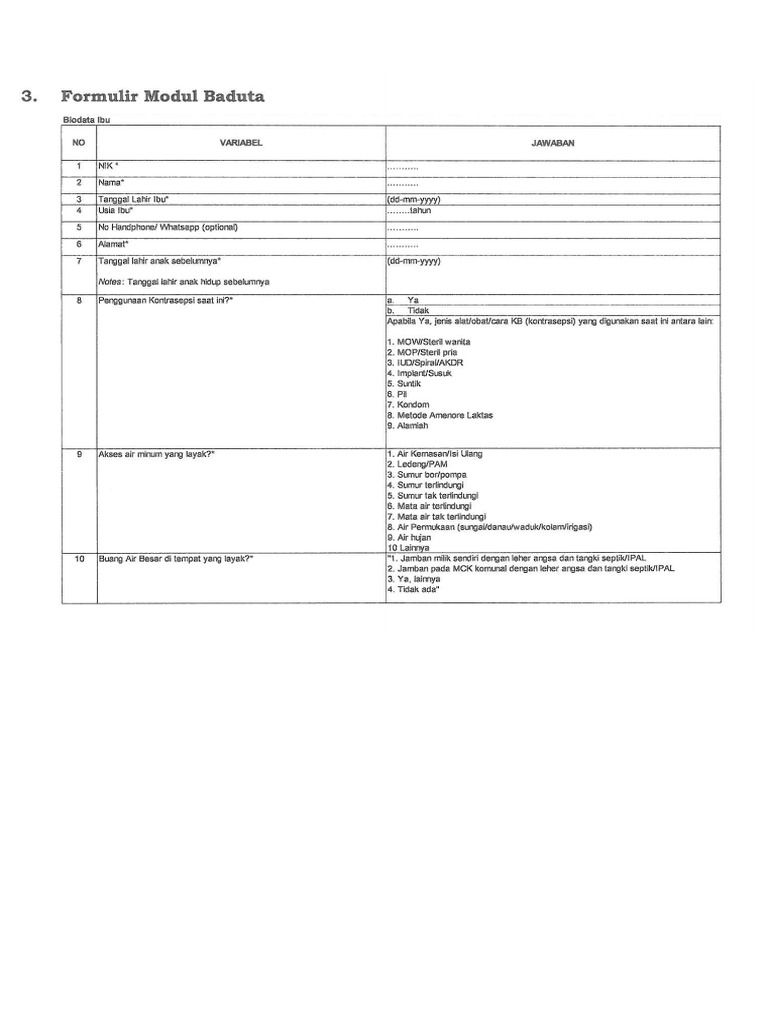 Form Pendampingan Baduta | PDF