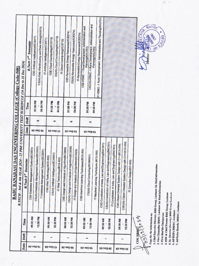 Btech PUT Schedule | PDF