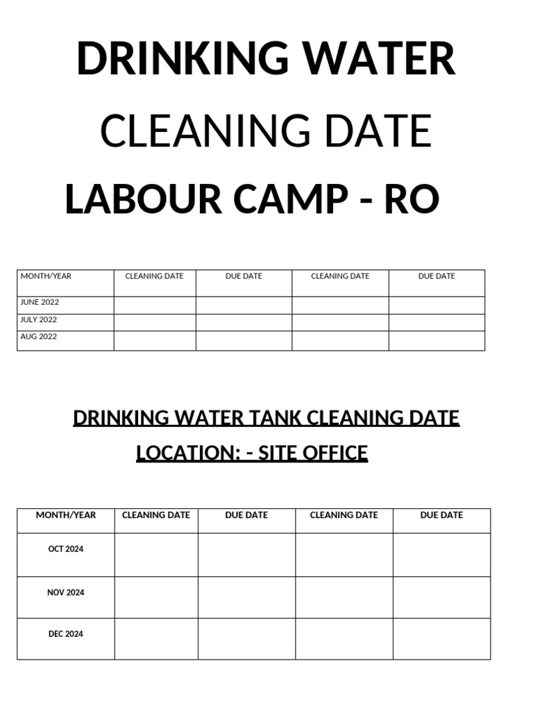 Drinking Water Cleaning Date New | PDF