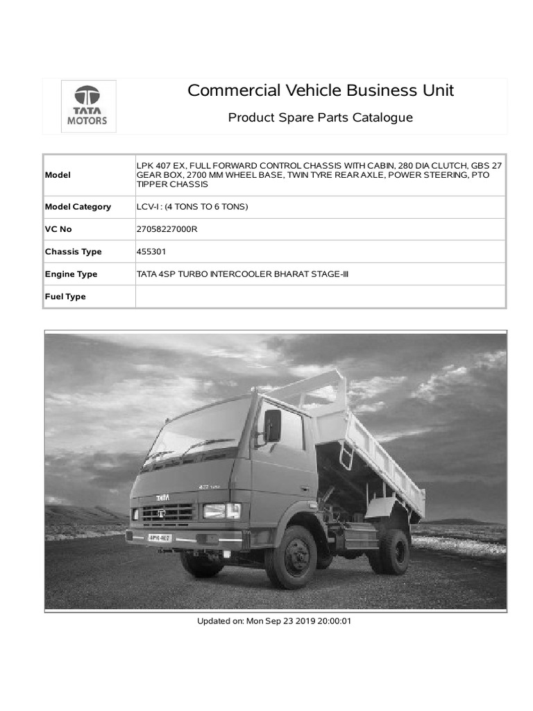 Tata 407 Spare Parts Catalogue | PDF | Steering | Axle
