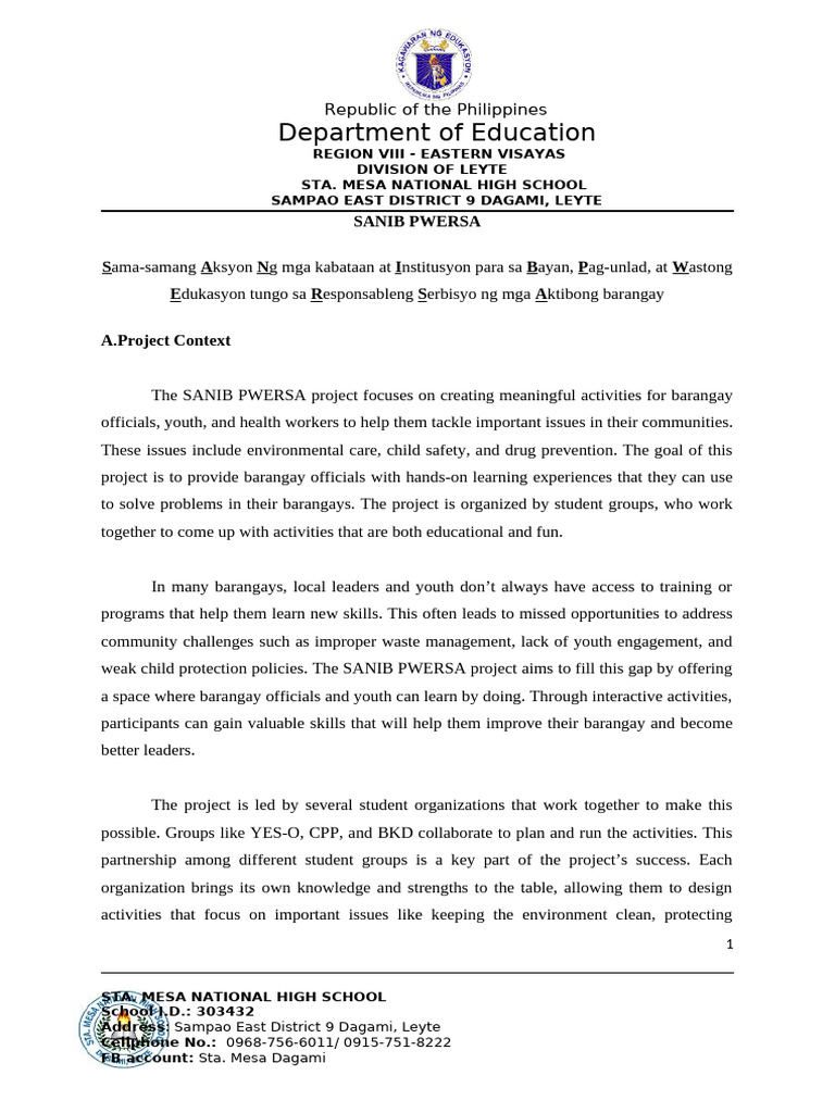 Sanib Pwersa | PDF | Child Protection | Leadership