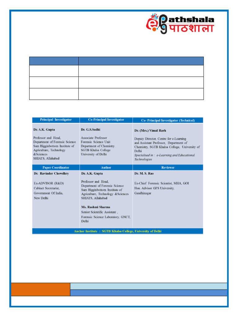 ePathshala | PDF | Crime Scene | Forensic Science