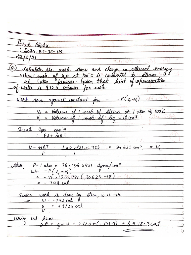 Thermodynamics Assignment-1 | PDF