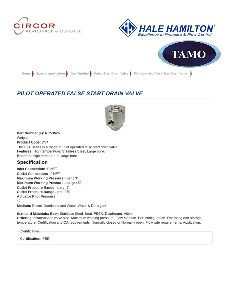 DV4 Pilot Operated Drain Valve Manual | PDF