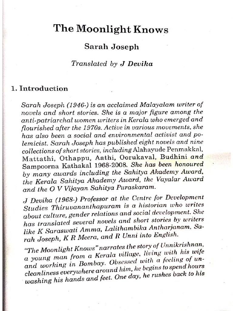 The Moonlight Knows - Sarah Joseph | PDF