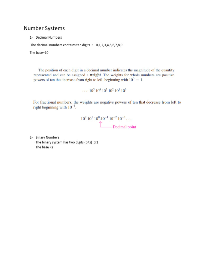Lecture 1 Number Systems | PDF