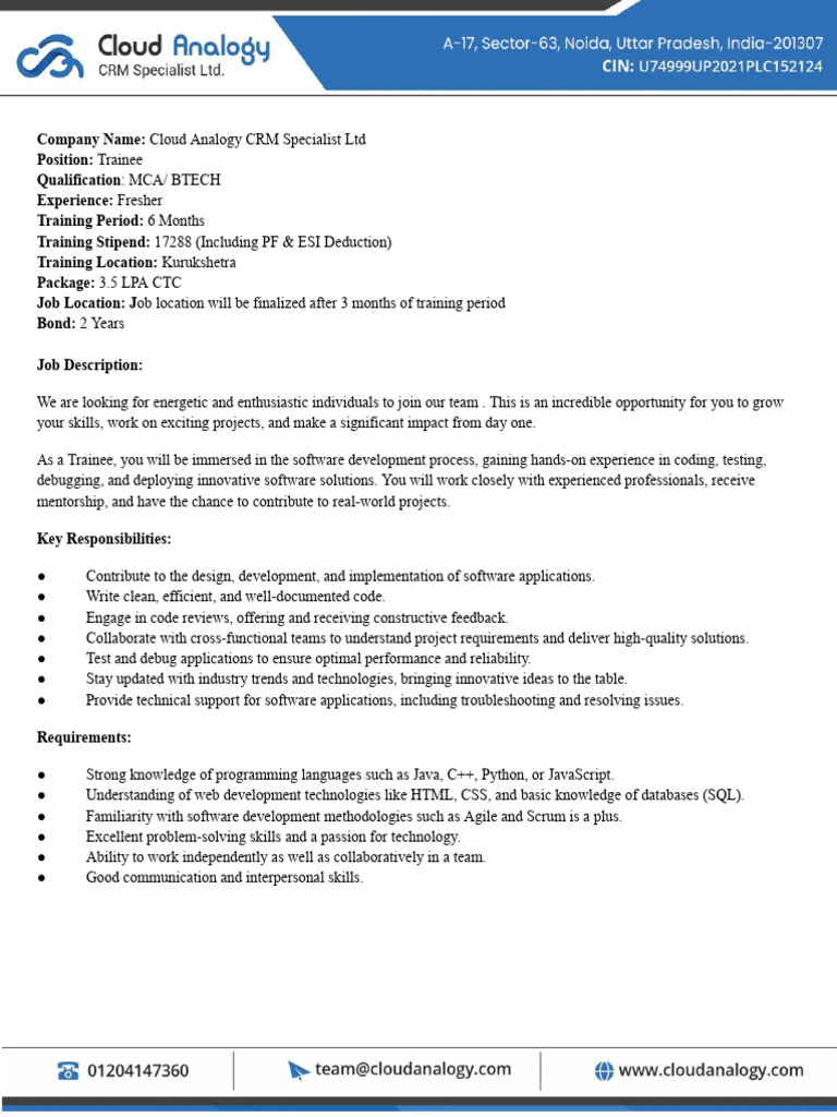Trainee- Job Description .docx | PDF