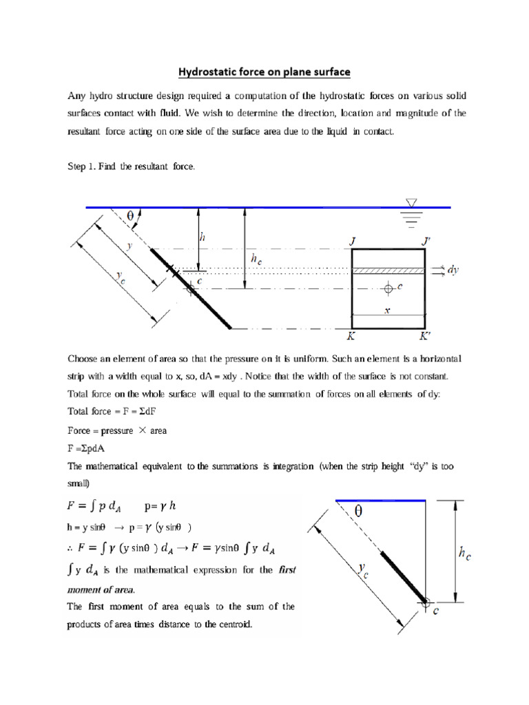 Hydrostatic Forces on Plan Surface | PDF