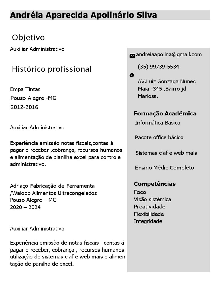 Andreia Curriculo-1 | PDF