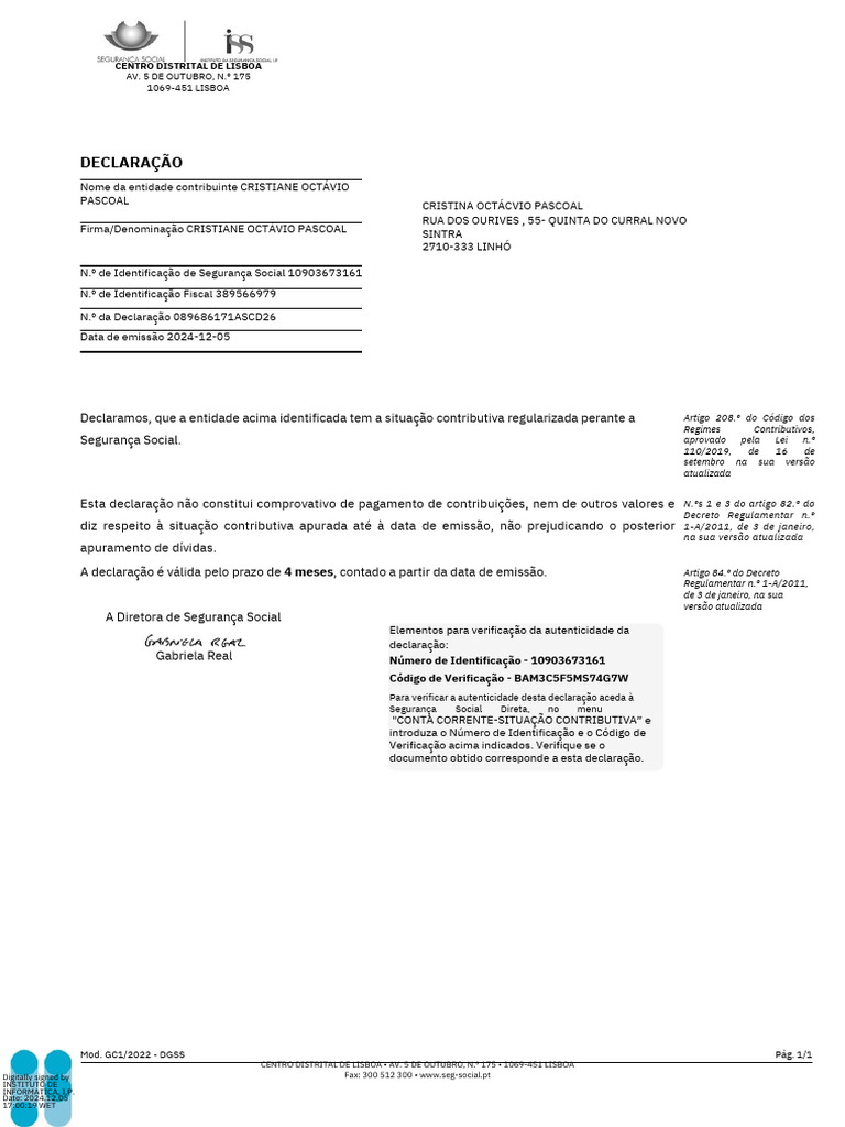 Declaração de Morada e Niss PDF | PDF