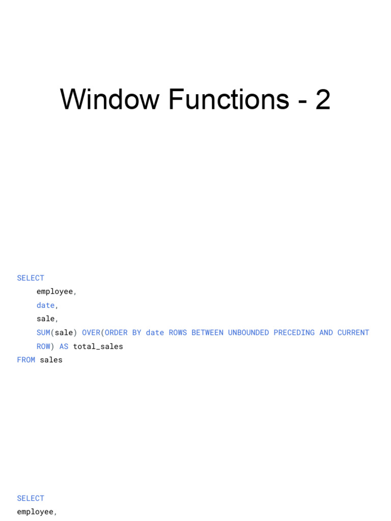 Window Functions 2 | PDF