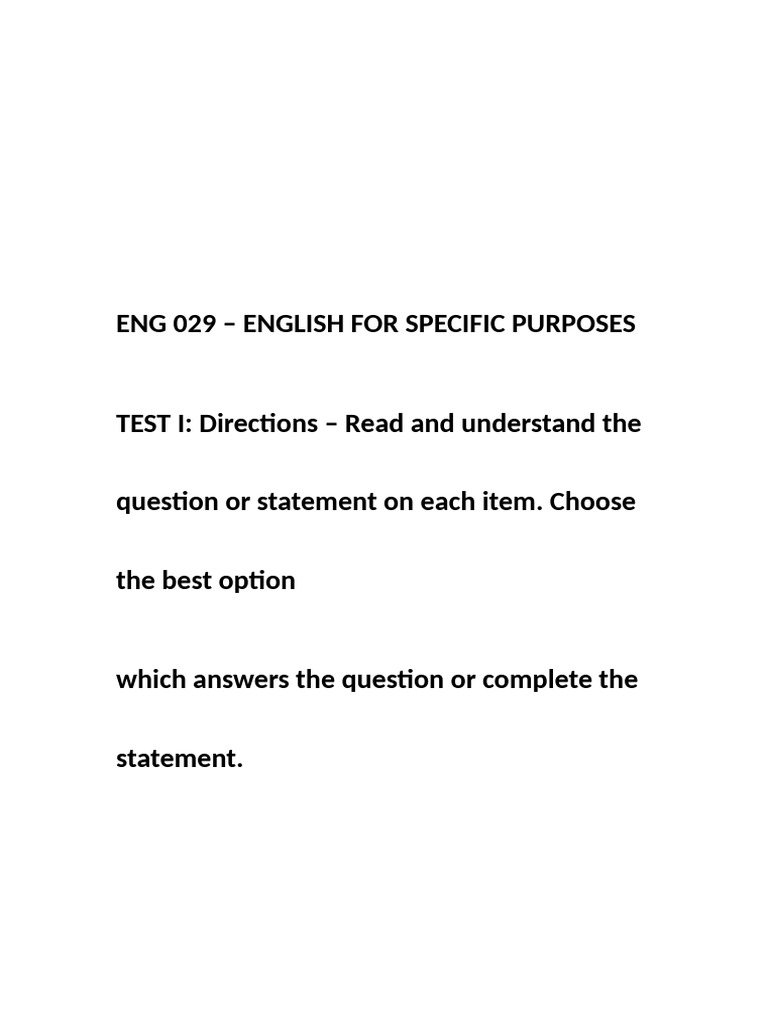 Eng 029 - English For Specific Purposes | PDF | Behaviorism | Linguistics