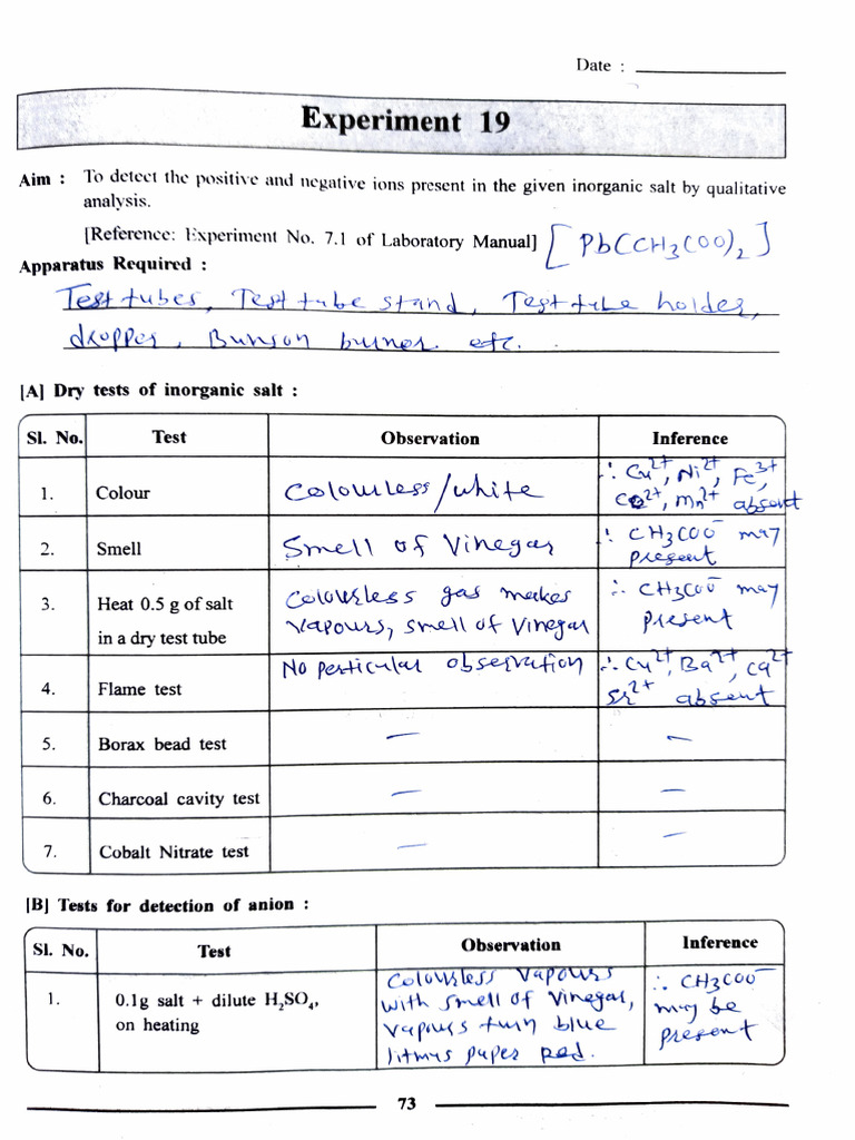 Qualitative Analysis of Pb(CH3COO)2 | PDF | Salt (Chemistry) | Atoms
