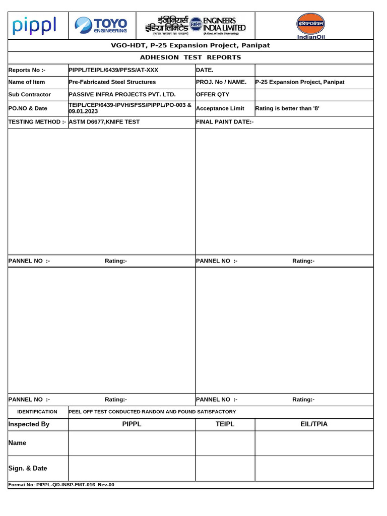 Adhesion Test Report | PDF