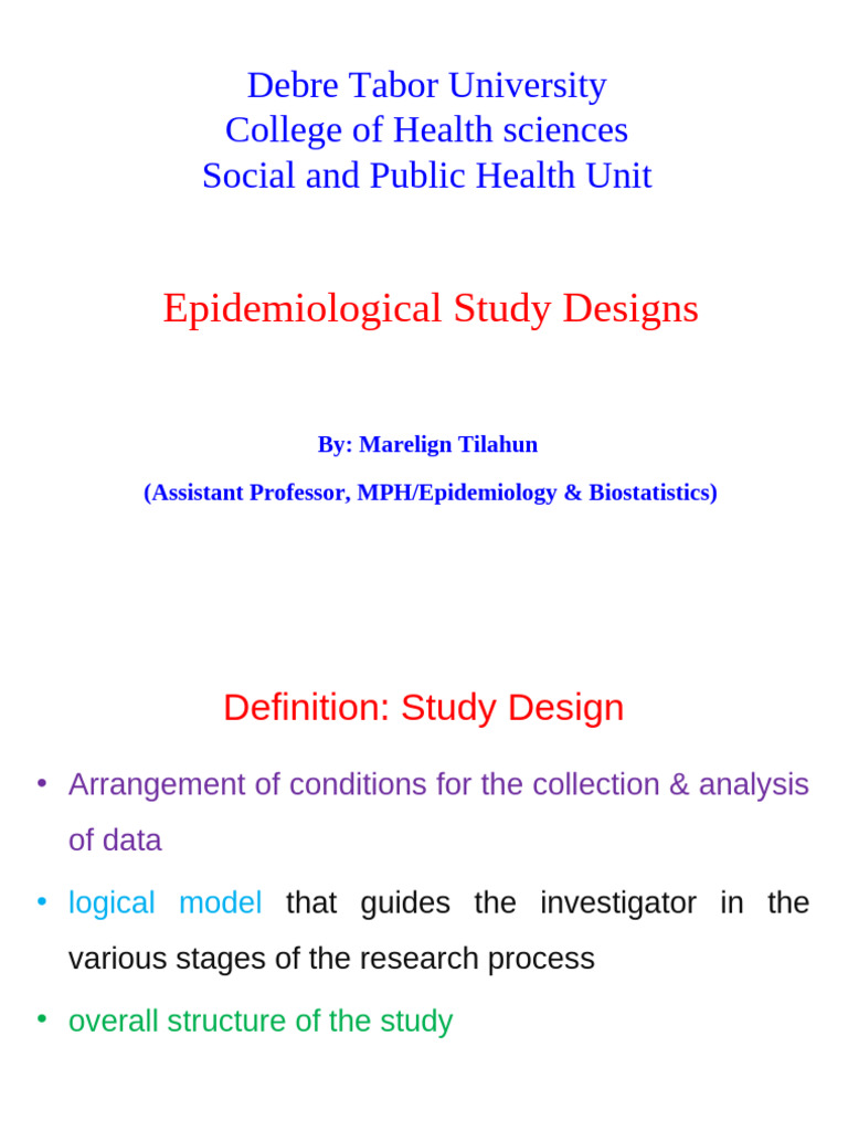 1) Epidemiological Study Designs PPT 1 | PDF | Epidemiology | Cervical Cancer