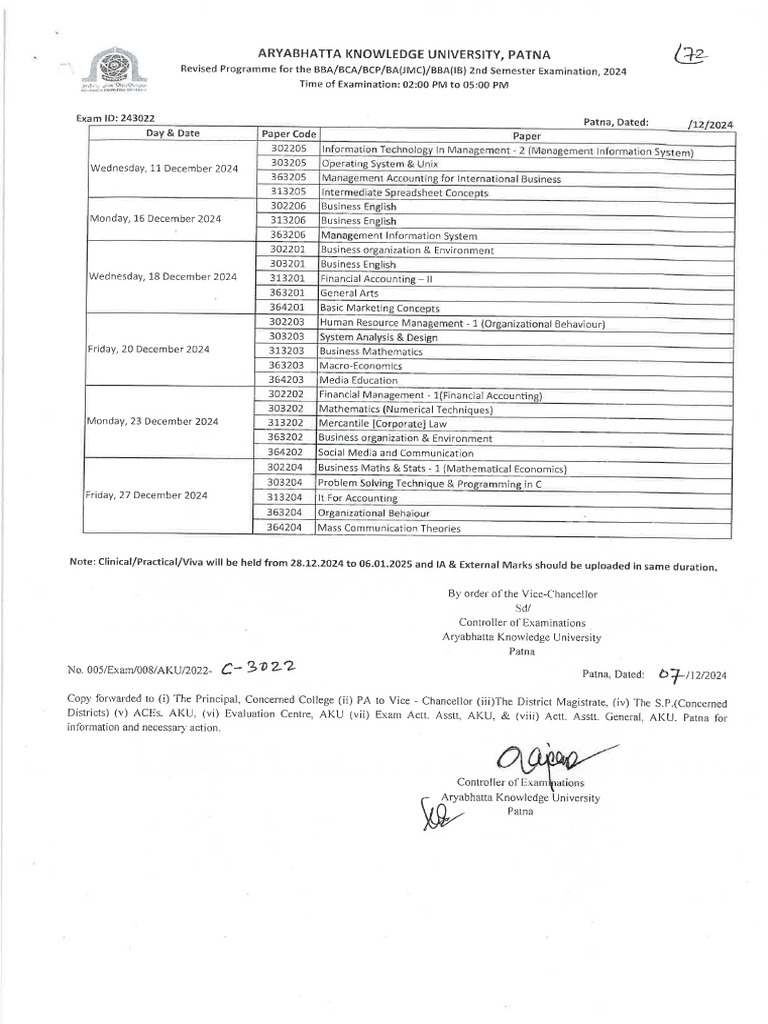 243022-Revised Programme BBA_BCA_BCP_BA(JMC)_BBA(IB) 2nd Semester Examination 2024- Lt. No. C ...
