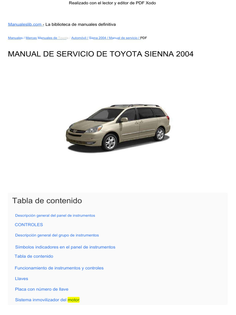 Toyota Sienna 2004 ESPAÑOL - Compressed | PDF | Neumático | Cambiar