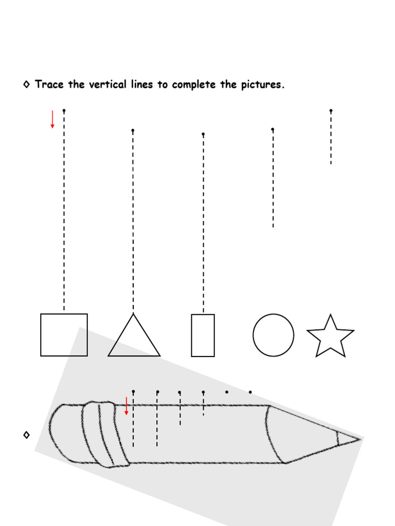 Trace the vertical lines to complete the pictures | PDF