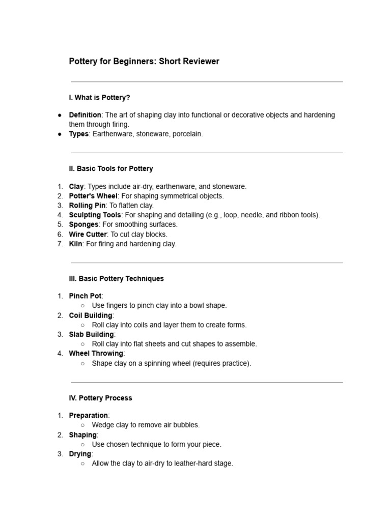 Intro To Pottery | PDF