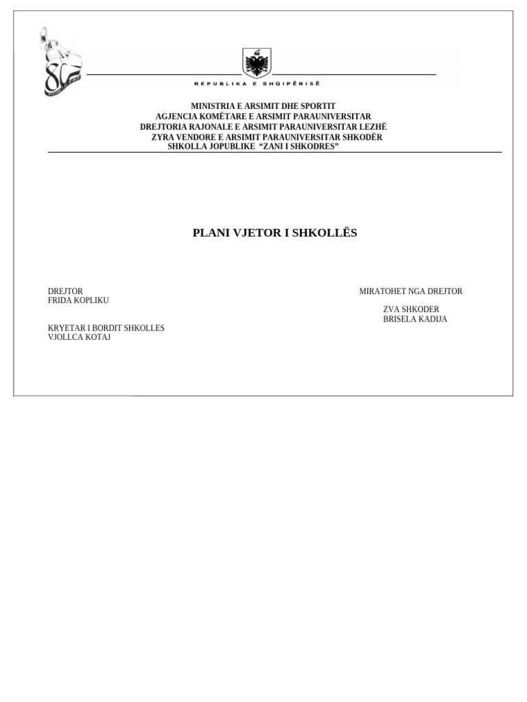 Plani Vjetor Faqja e Pare | PDF