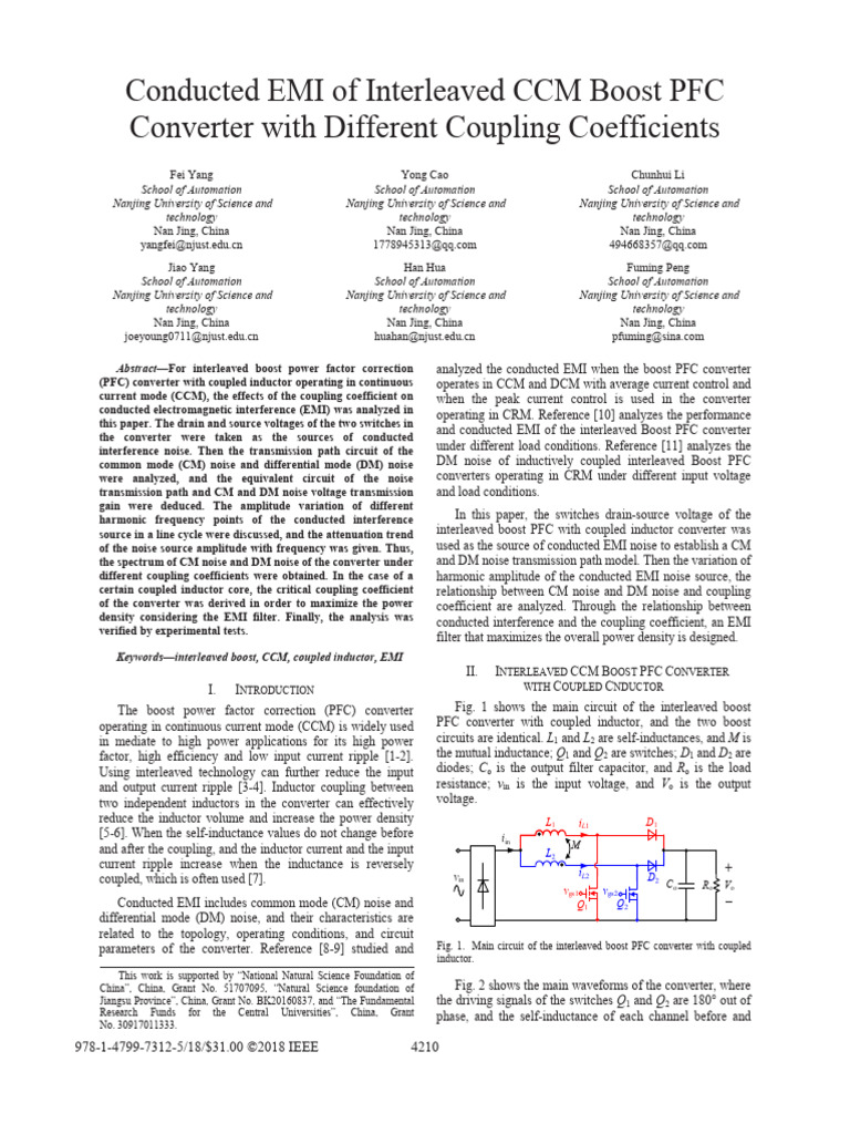 ECCE2018 - Conducted EMI of Interleaved CCM Boost PFC Converter With ...