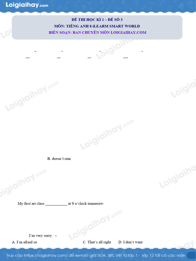 isw8 - Đề 3- ôn tập HK1 | PDF