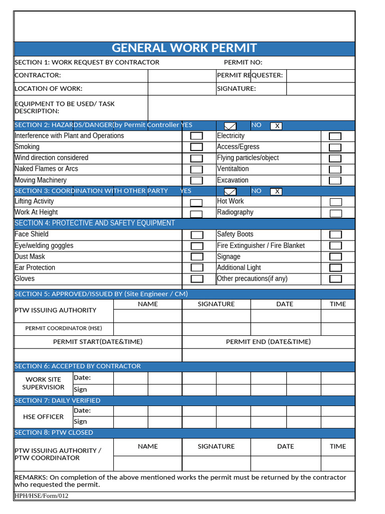 012-General Work Permit Form | PDF