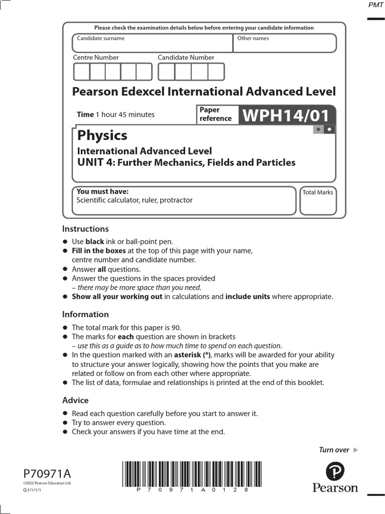 downloadPhysicsA LevelPast PapersEdexcel IAL2018 SpecUnit 4QPJune20202220QP PDF | PDF | Electron ...