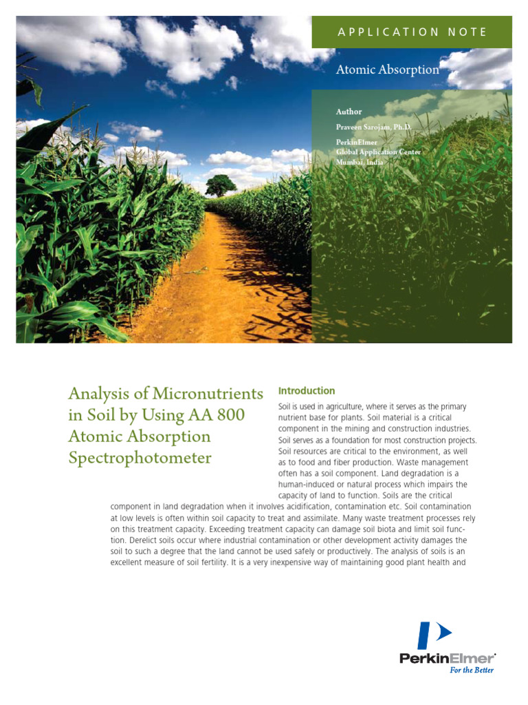AAnalyst 800-Micronutrients in Soil by GFAA App Note | PDF | Soil | Soil Fertility