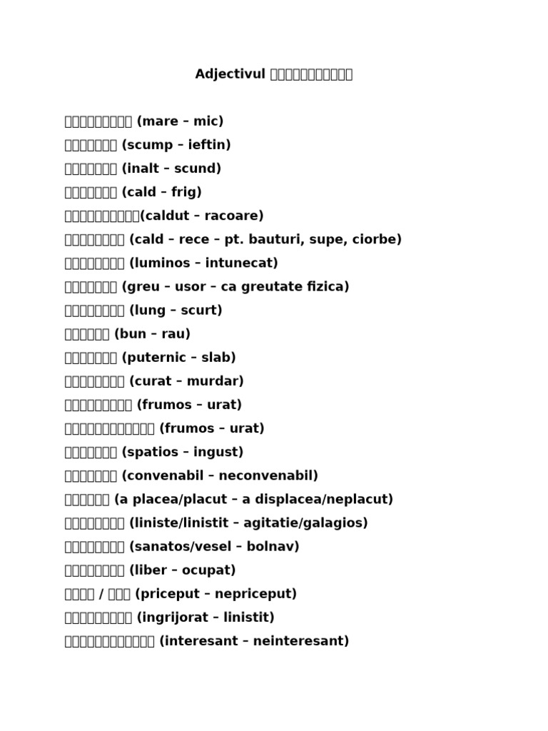 Lista Adjective | PDF