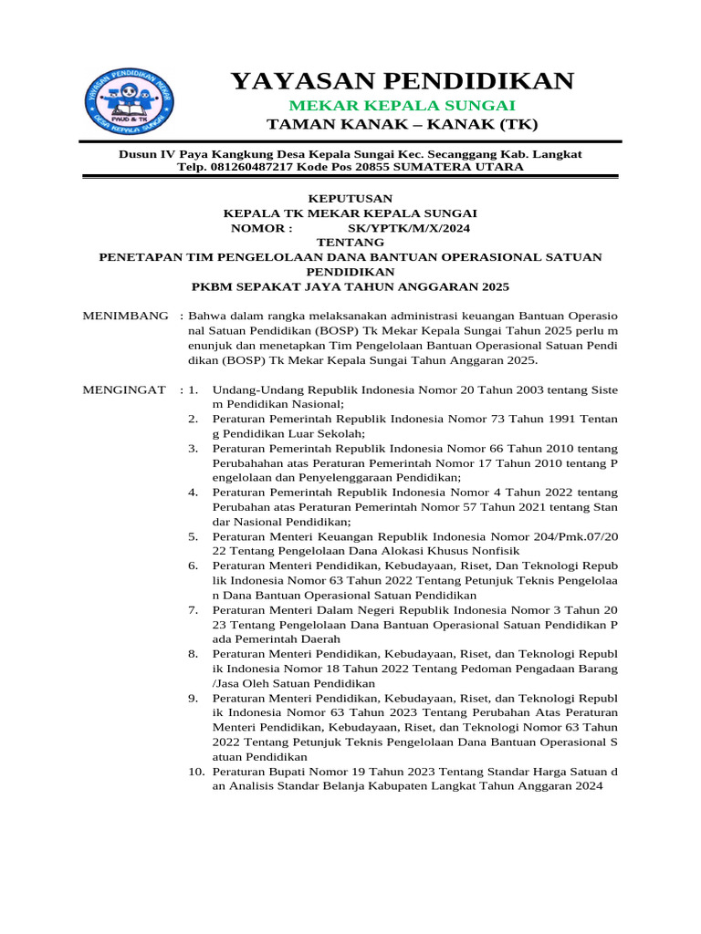 SK Tim Bosp 2025 | PDF