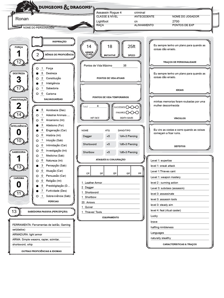 ficha do roll20 | PDF | D20 System | Dungeons & Dragons