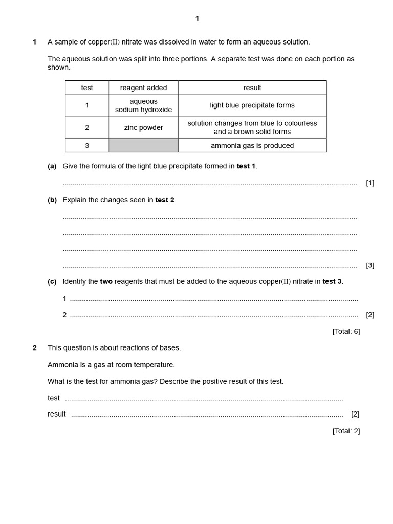 Identification of Ions and Gases Worksheet | PDF | Chlorine | Ammonium