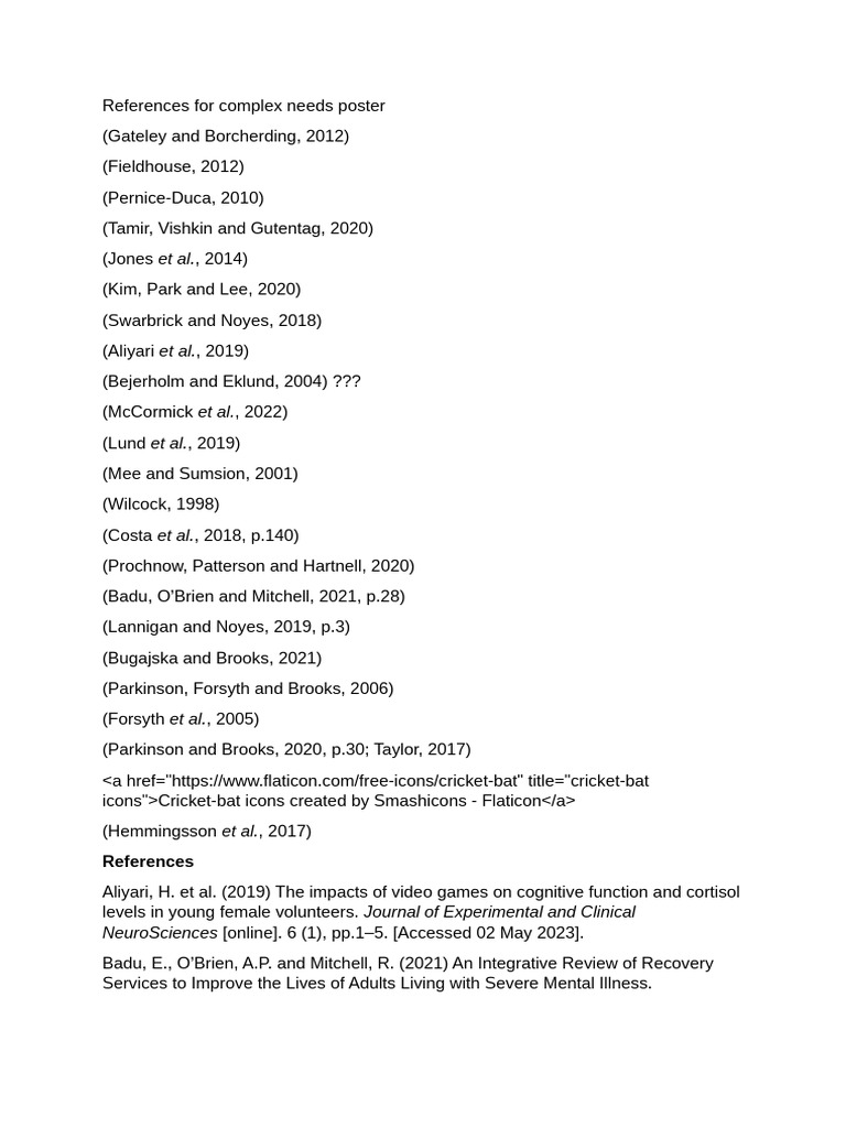 References for complex needs poster | PDF | Occupational Therapy | Psychiatry