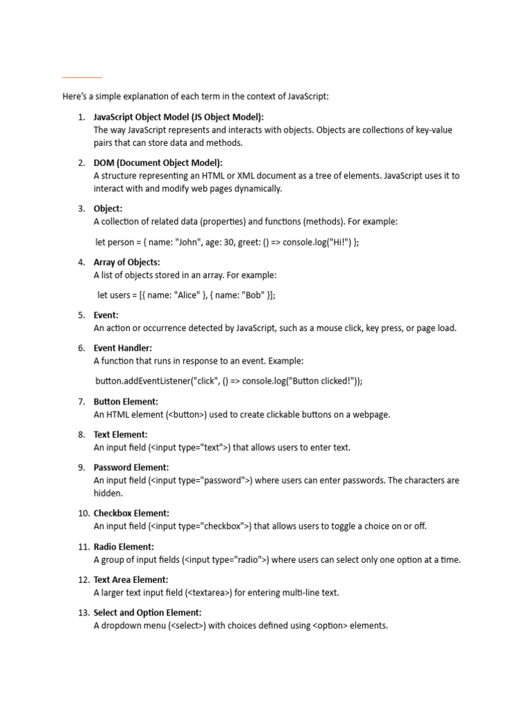 Js notes.docx | PDF | Java Script | Document Object Model Js notes.docx | PDF | Java Script | Document Object Model