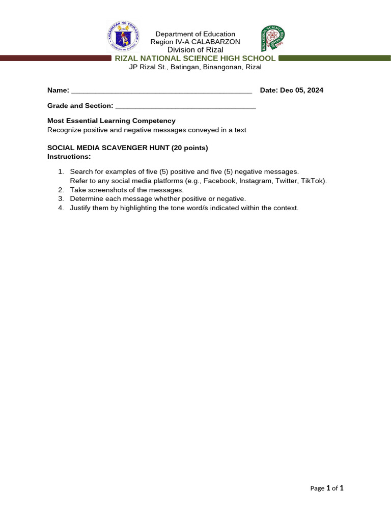 Q2LT - Positive Negative MSGS | PDF