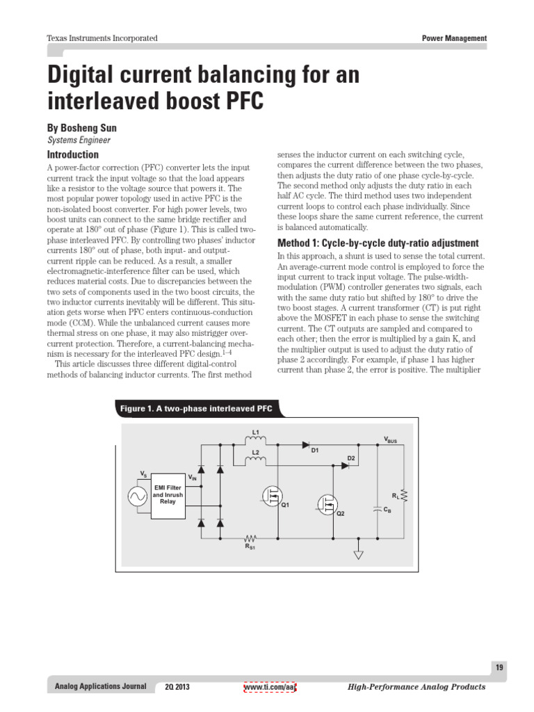 SLYT517_Digital current balancing for an interleaved boost PFC_TI | PDF | Electronic Engineering ...